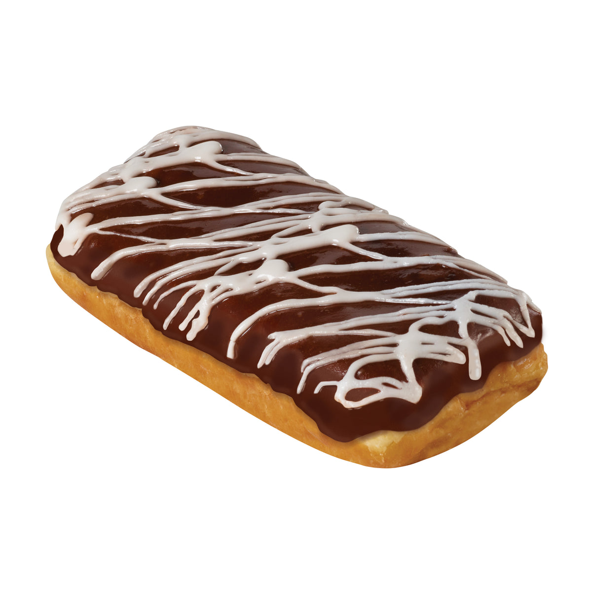 Chocolate Iced Custard Filled Long John with White Drizzle | Prairie ...