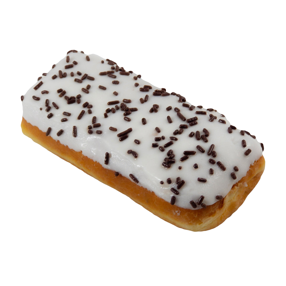 Jumbo White Iced Crème Filled Long John with Chocolate Sprinkles ...